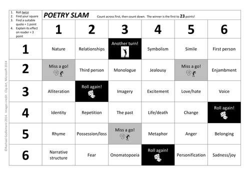 Mrs God's 'Poetry Slam' Board Game | Teaching Resources