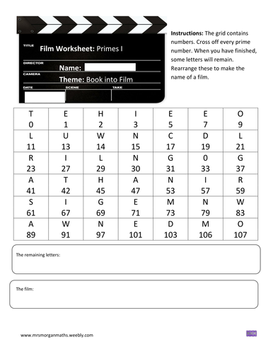 Film Worksheet: Primes | Teaching Resources