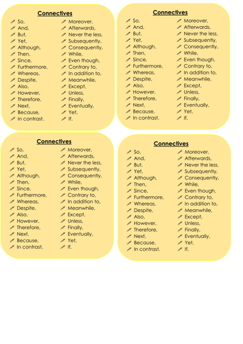 connectives flash card | Teaching Resources