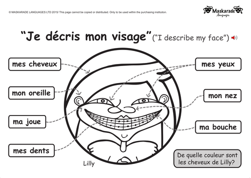 KS1 FRENCH: Level 1: Face-Body-Getting Ready by maskaradelanguages ...