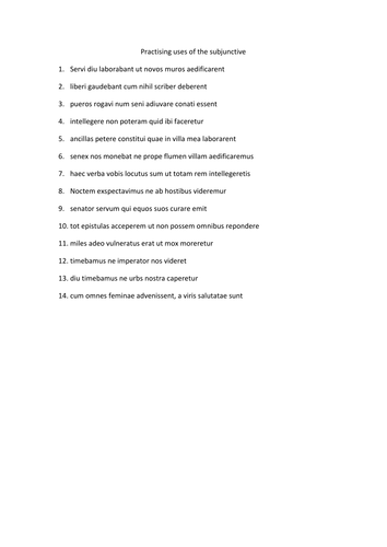 Latin GCSE - Practising uses of the subjunctive | Teaching Resources