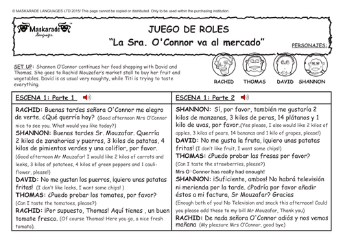 SPANISH ROLE-PLAY: • La Sra. O'Connor va al mercado/ Mme O'Connor goes ...