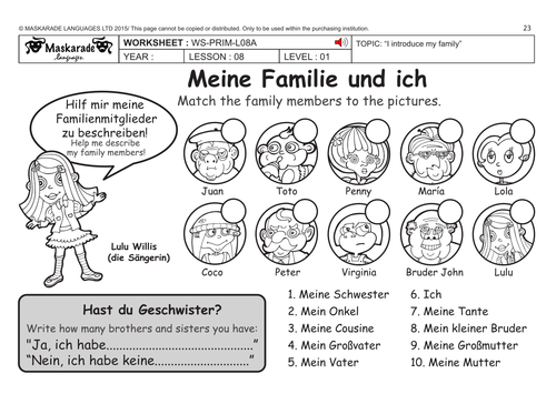 GERMAN KS2 Level 1: My family | Teaching Resources
