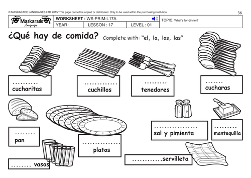 SPANISH KS2 Level 1: Dinner is ready! | Teaching Resources
