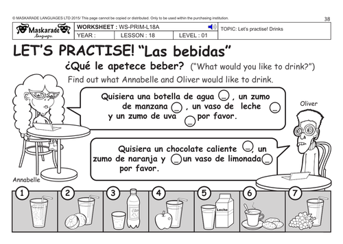 SPANISH KS2 Level 1: Dishes and Drinks by maskaradelanguages - Teaching ...
