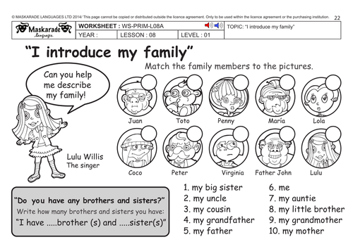 ENGLISH KS2 Level 1: My family by maskaradelanguages - Teaching ...