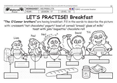 ENGLISH KS2 Level 2: Breakfast/ Dinner is ready! | Teaching Resources