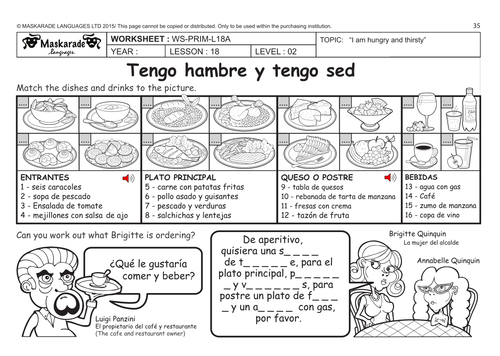 SPANISH KS2 Level 2: I'm hungry and thirsty/ At the restaurant ...