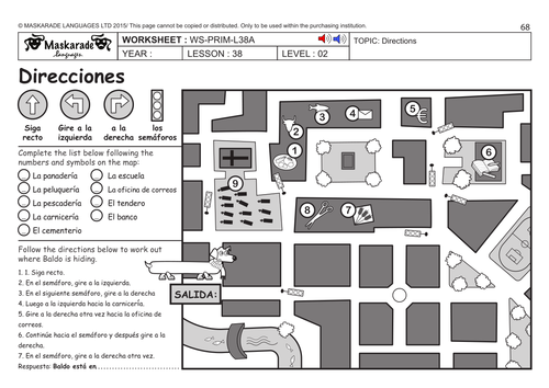 SPANISH KS2 Level 2: Directions/ Park by maskaradelanguages - Teaching ...