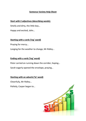 Sentence Variety by Mr. Ridley | Teaching Resources
