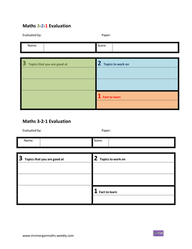 3 - 2- 1 test evaluation | Teaching Resources