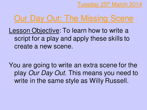 Our Day Out Missing Scene Writing Play | Teaching Resources