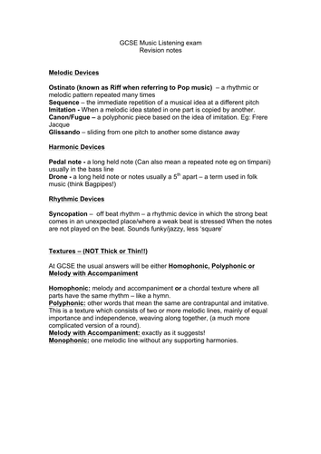 AQA GCSE Music Unit 1 Exam Revision Guide | Teaching Resources AQA GCSE Music Unit 1 Exam Revision Guide | Teaching Resources