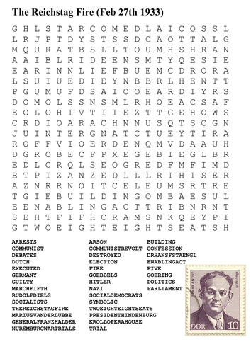 The Reichstag Fire Word Search | Teaching Resources