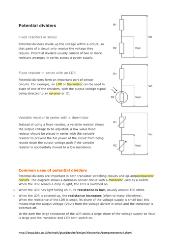 Potential dividers and potentiometers | Teaching Resources