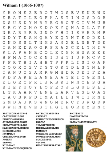 William I (William the Conqueror) Word Search by sfy773 - Teaching ...