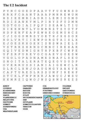The U2 Incident Word Search | Teaching Resources
