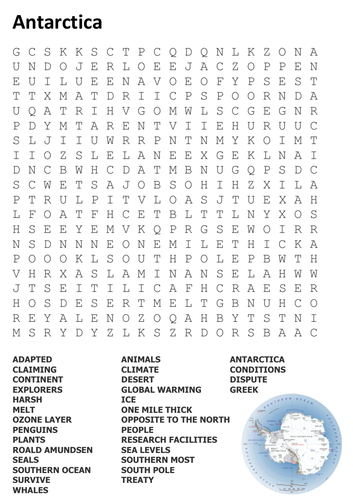 Antarctica Word Search | Teaching Resources
