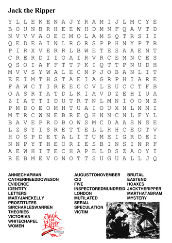 Jack the Ripper Word Search by sfy773 - Teaching Resources - Tes