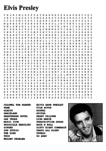 Elvis Presley Word Search by sfy773 - Teaching Resources - Tes