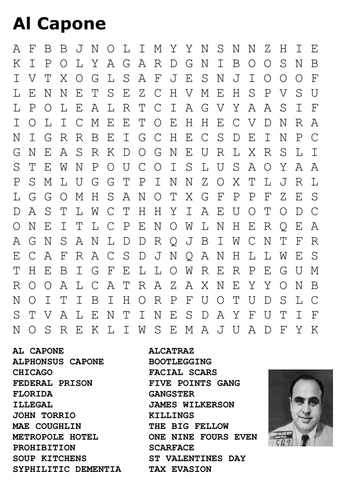 Al Capone Word Search | Teaching Resources
