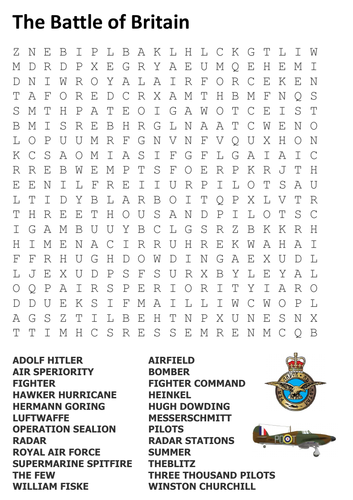 The Battle of Britain Word Search | Teaching Resources