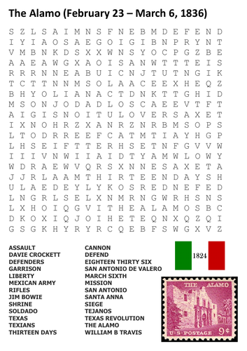 The Alamo Word Search | Teaching Resources