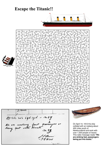 Escape the Titanic Maze Puzzle | Teaching Resources