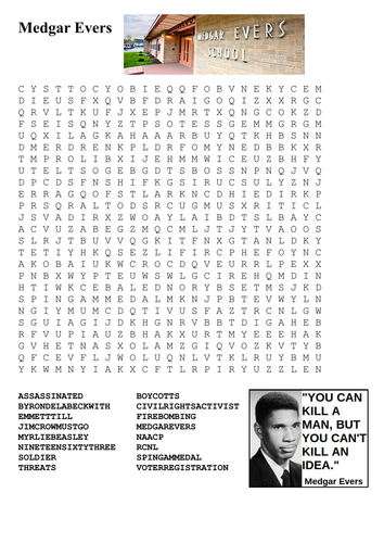 Medgar Evers Word Search | Teaching Resources Medgar Evers Word Search | Teaching Resources