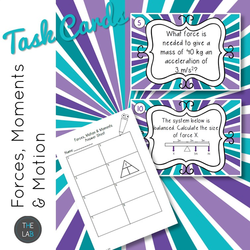Forces, Motion & Moments Revision Task Cards | Teaching Resources