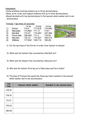 Year 5 Maths Assessment: decimal problems, rounding, comparing numbers ... Year 5 Maths Assessment: decimal problems, rounding, comparing numbers ...