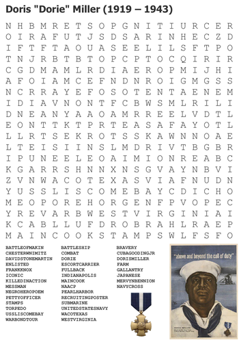 Doris "Dorie" Miller - Pearl Harbor Word Search | Teaching Resources