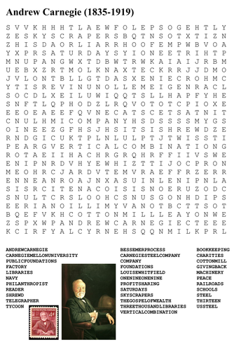 Andrew Carnegie Word Search | Teaching Resources