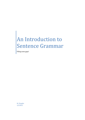 Introduction to sentence grammar | Teaching Resources