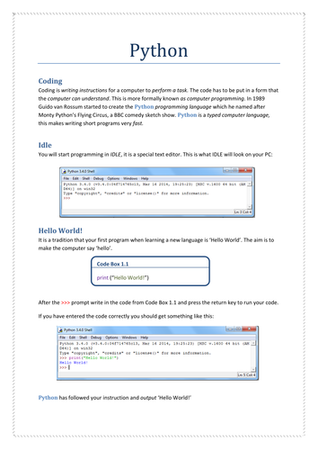 Introduction to Python Programming | Teaching Resources Introduction to Python Programming | Teaching Resources