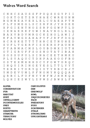 Wolves Word Search | Teaching Resources