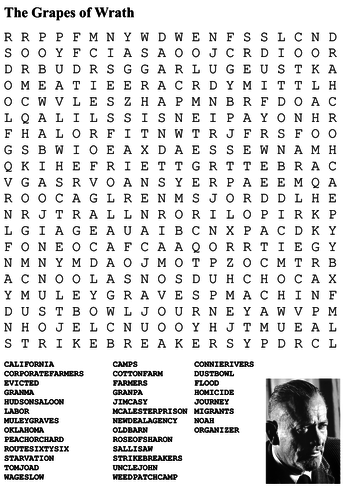 The Grapes of Wrath Word Search | Teaching Resources