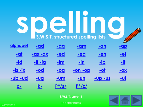 SWST Single Word Spelling Test: Levels 1-6 power-points, lists and some ...