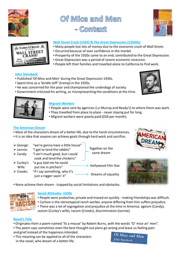 Of Mice and Men Revision - Context and Character by - UK Teaching ...
