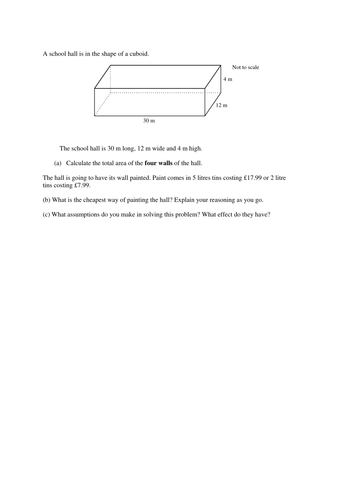 Surface area and money problem | Teaching Resources
