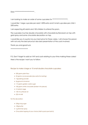 Functional skills project - cupcakes ratio and proportion plus real ... Functional skills project - cupcakes ratio and proportion plus real ...