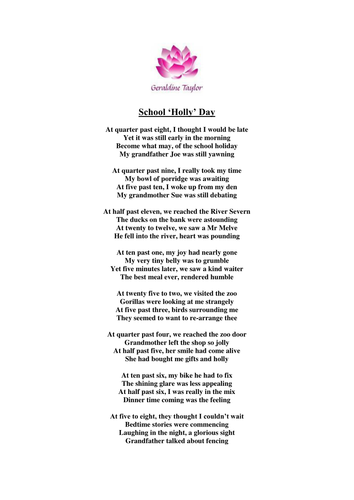 School Holly Day Poem | Teaching Resources