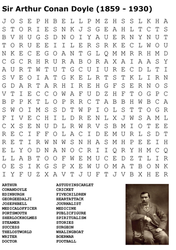 Sir Arthur Conan Doyle Word Search | Teaching Resources