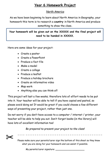 North America homework project | Teaching Resources
