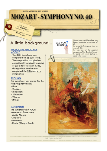 Mozart - Symphony No.40 - 1st Movt - Listening Guide | Teaching Resources
