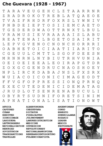 Che Guevara Word Search | Teaching Resources
