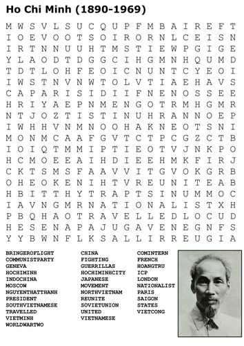 Ho Chi Minh Word Search | Teaching Resources