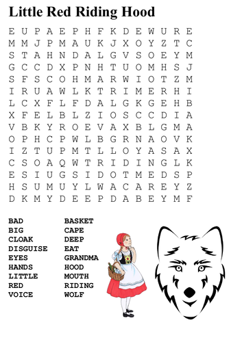 Little Red Riding Hood Word Search | Teaching Resources