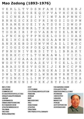 Mao Zedong Word Search | Teaching Resources