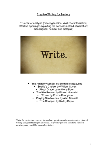 Creative Writing for Senior pupils | Teaching Resources